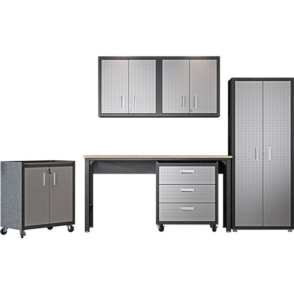 Manhattan Comfort Fortress Grey Steel 6-Piece Garage Storage System w ...