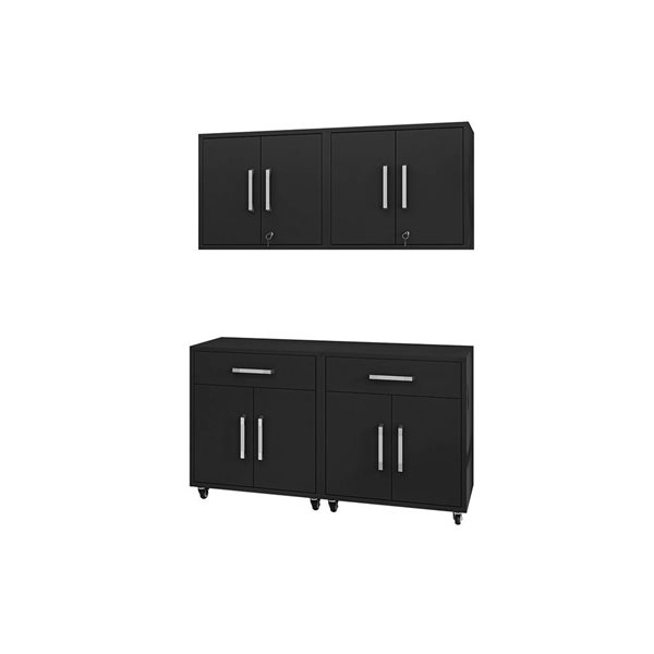 Manhattan Comfort Eiffel Matte Black Composite Wood 4-Piece Garage ...