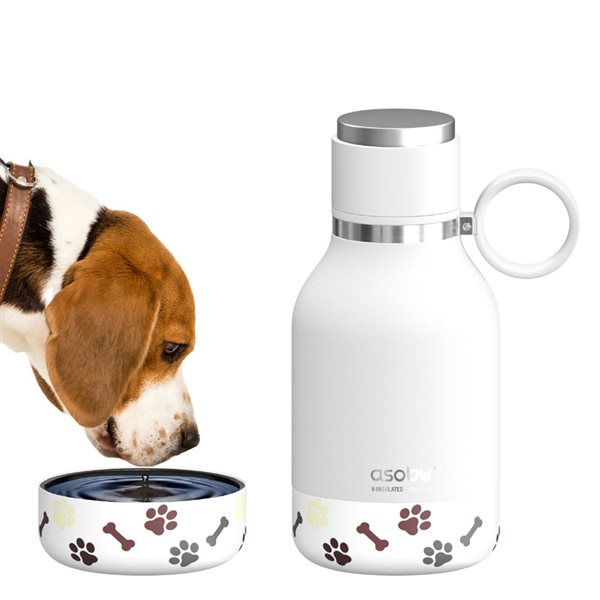 Asobu 34-oz. Dog Stainless Steel Travel Water Bottle and Bowl - White ...