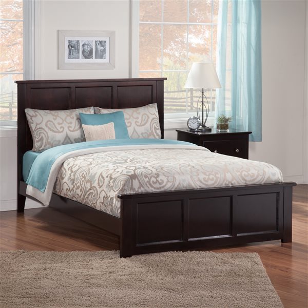 AFI Madison Espresso Solid Wood King-Size Bed Case w/ Matching ...