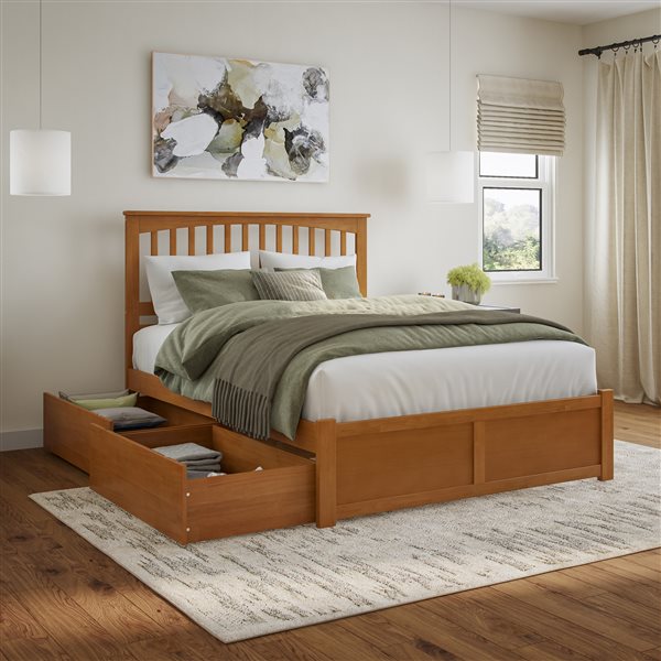AFI Mission Light Toffee Solid Wood Queen-Size Platform Bed w ...