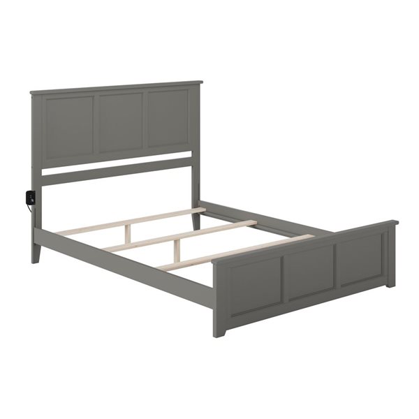 AFI Madison Grey Solid Wood King-Size Bed Case w/ Matching Footboard ...