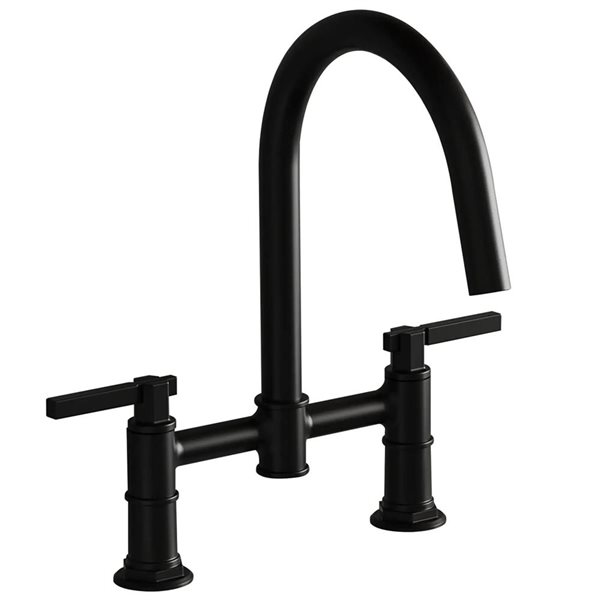 BWE Modern Double Handle 2 Holes Deck Mount Bridge Kitchen Faucet With ...