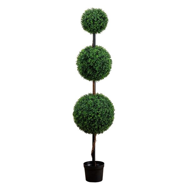 Nearly Natural 6-ft H Green Artificial Triple Ball Boxwood Topiary Tree ...