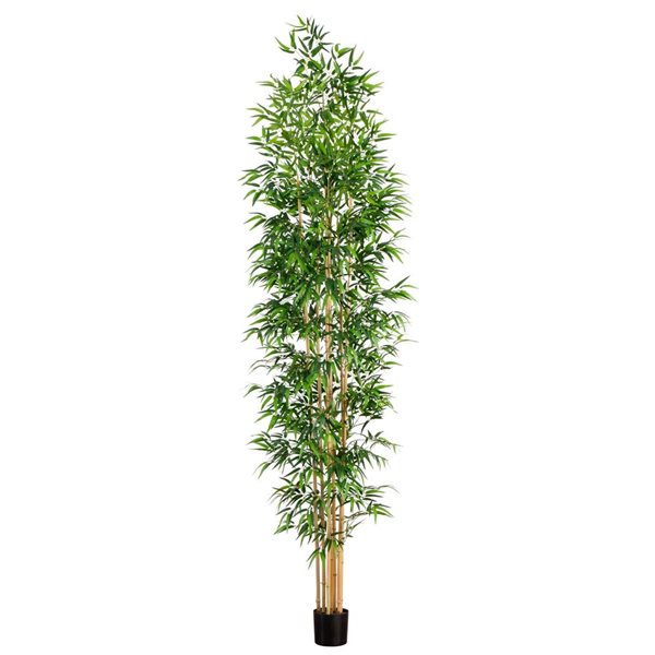 Nearly Natural 11-ft Green Artificial Bamboo Tree w/ Real Bamboo Trunks ...
