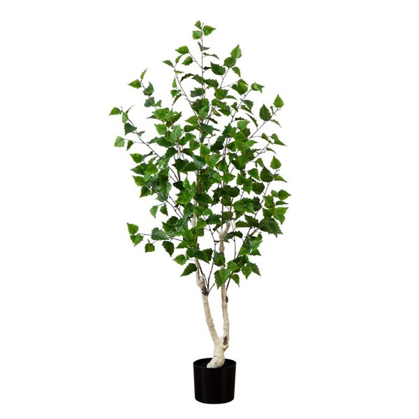 Nearly Natural 5-ft H Green Artificial Birch Tree w/ Realistic Touch ...