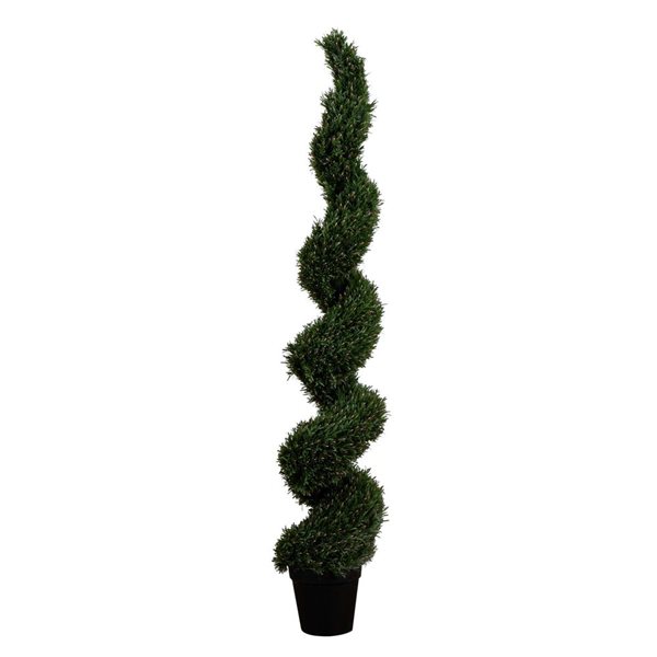 Nearly Natural 7-ft H Green Artificial Rosemary Spiral Topiary Tree ...