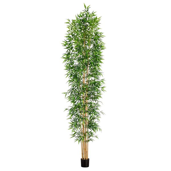 Nearly Natural 12-ft Green Artificial Bamboo Tree w/ Real Bamboo Trunks ...