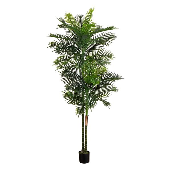 Nearly Natural 9-ft H Green Artificial Double Robellini Palm Tree T4611 ...