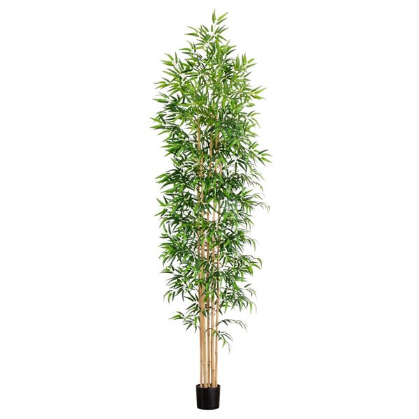 Nearly Natural 10-ft Green Artificial Bamboo Tree w/ Real Bamboo Trunks ...