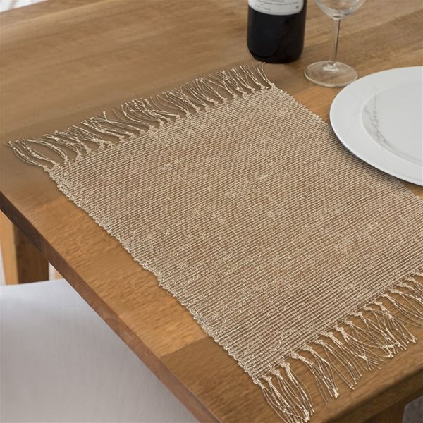Lot de 12 napperons rectangulaire tissé à la main iH Casadécor Blanc ...