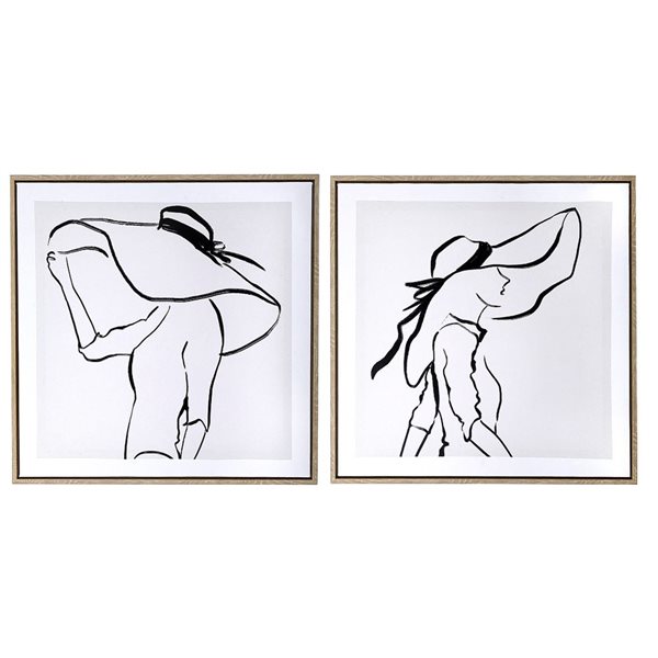 IH Casa Decor Framed Canvas Wall Art Lady In Large Hat - Set of 2 | RONA