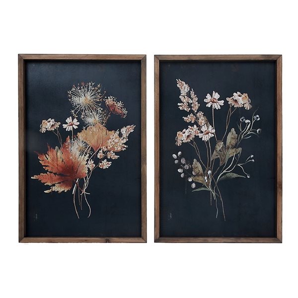 IH Casa Decor Framed Wooden Wall Sign Daisy Floral - Set of 2 | RONA