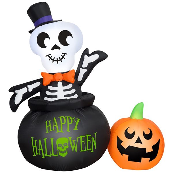 Gemmy 45 L x 48-in H LED Lighted Skeleton in Cauldron Halloween ...
