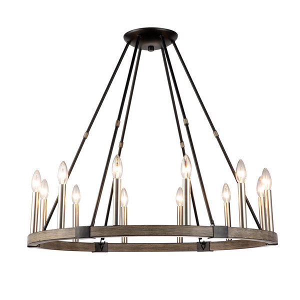 Flynama Chandelier 12-Light Matte Black Industrial Dry rated Chandelier ...