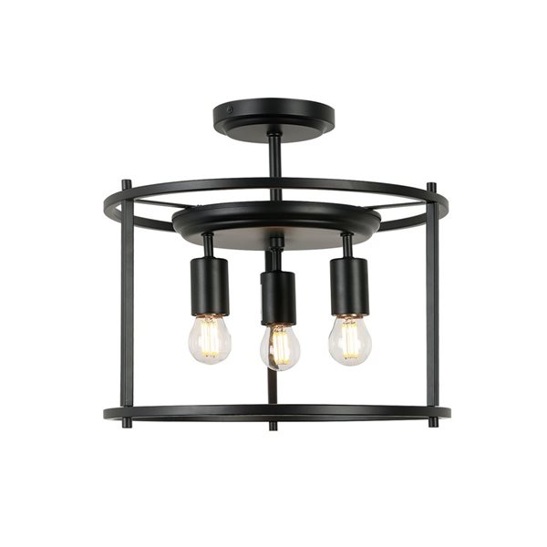 Flynama 3-Light Semi-Flush Mount Indoor Modern Drum Cage Design Matte ...