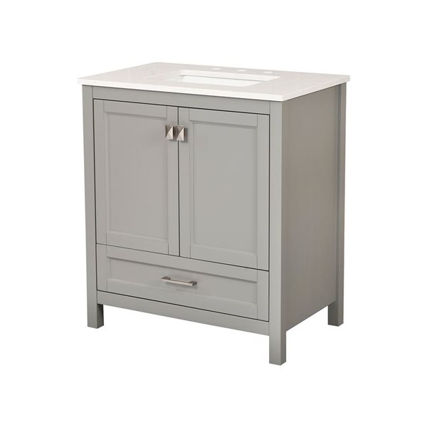 RAINLEX 30-in Grey Freestanding Single Bathroom Vanity w/ Natural ...