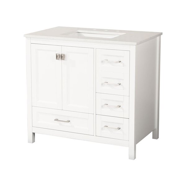RAINLEX 36-in White Freestanding Single Bathroom Vanity w/ Natural ...
