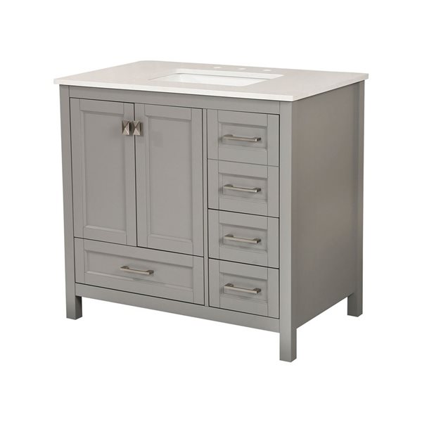RAINLEX 36-in Grey Freestanding Single Bathroom Vanity w/ Natural ...