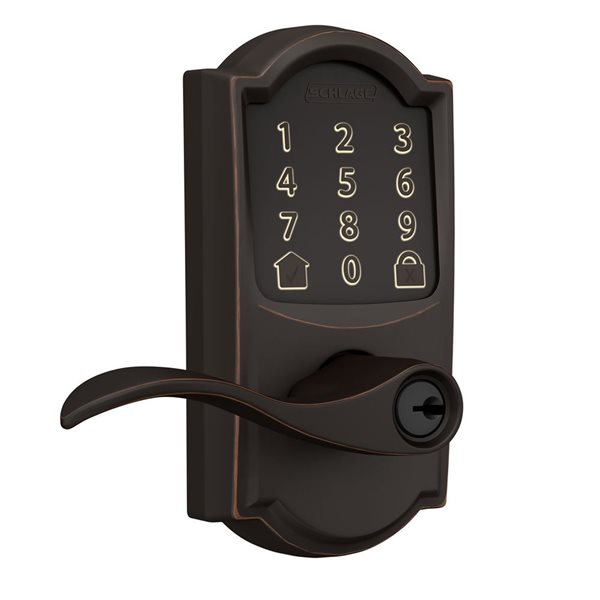 Schlage Encode Smart WiFi Lock Accent Lever with Camelot Trim - Aged ...