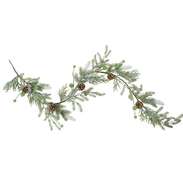 Northlight 5-ft X 10-in Frosted Pine and Pine Cone Christmas Garland ...