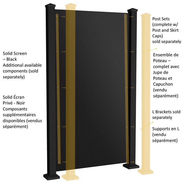 SUNBELLY PRIVACY SCREENS Sunbelly 36 x 68-in Aluminum Black Screen ...