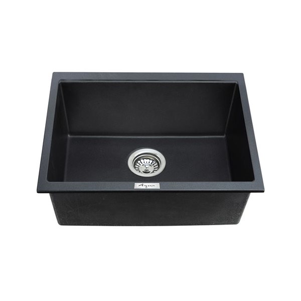 Agua Canada Euro 24 x 18-in Matte Black Granite Undermount Single Bowl Kitchen Sink | RONA