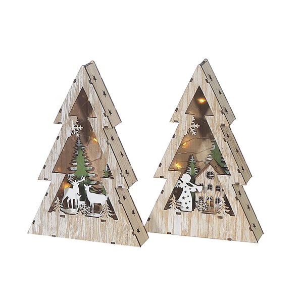 iH casadécor Led Wooden Table Top Tree Stand - Set of 2 | RONA