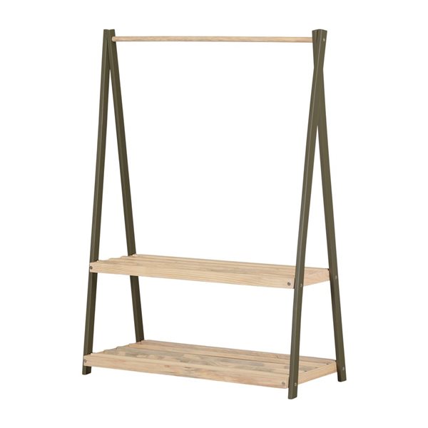 South Shore Sweedi 41 W x 56-in H Natural and Olive Green Wooden ...
