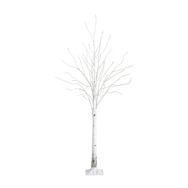 Nearly Natural 6-ft Pre-Lit Artificial White Birch Tree with 400 Color ...