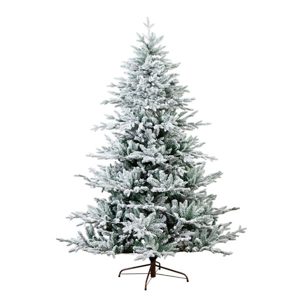 Nearly Natural 7-ft Pre-Lit Artificial Fraser Fir Flocked Christmas ...