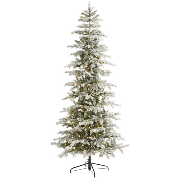 Nearly Natural 7.5-ft Slim Flocked Nova Scotia Spruce Artificial ...