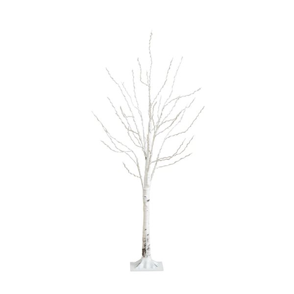 Nearly Natural 4-ft Pre-Lit Artificial White Birch Tree with 240 Color ...