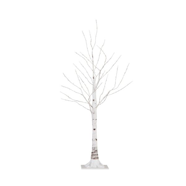 Nearly Natural 3-ft Pre-Lit Artificial White Birch Tree with 120 Warm ...