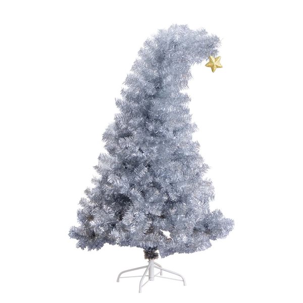 Nearly Natural 5-ft Artificial Silver Tinsel Holiday Santa's Hat ...