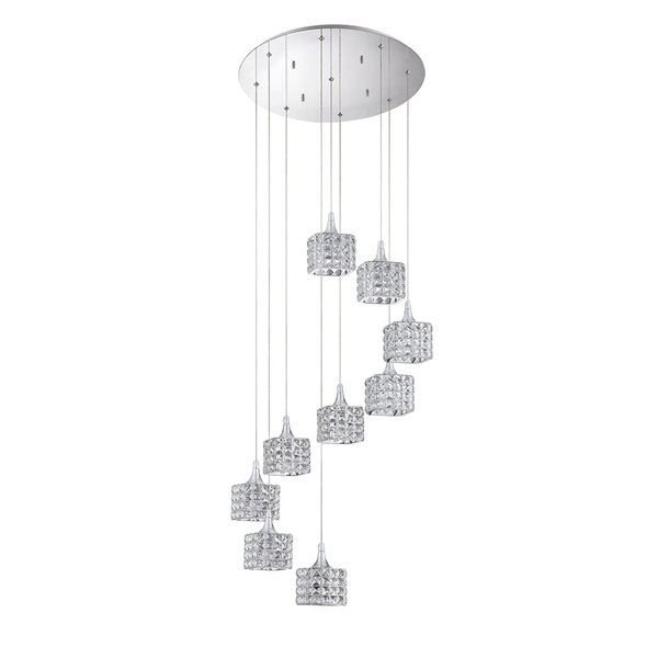 Kendal Lighting SHIMERA Chrome 9-Light Multi-Light Pendant PF62-9LPA-CH ...