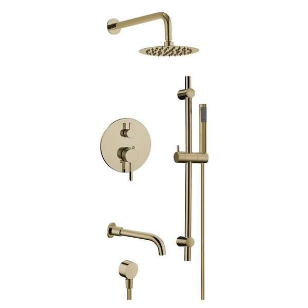 Agua Canada Vado Brushed Gold Wall Mounted Dual Shower and Headshower ...