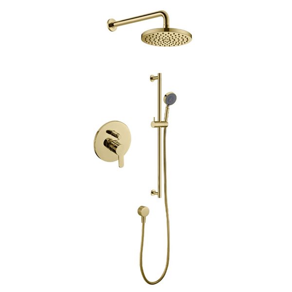 Agua Canada Vienna Brushed Gold Wall Mounted Dual Shower and Headshower ...