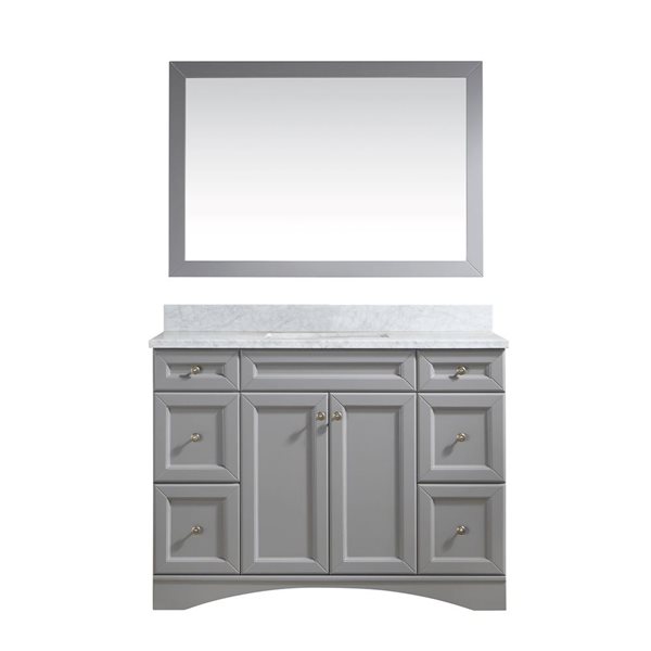 CASAINC Grey Bathroom Vanity with Carrara White Natural Marble Top | RONA