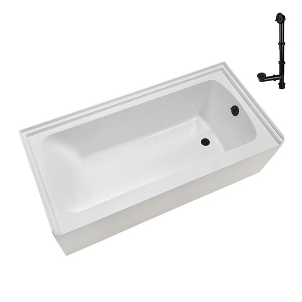 Streamline 46-gal. 66 x 32-in Glossy White Acrylic Right-Hand Drain ...
