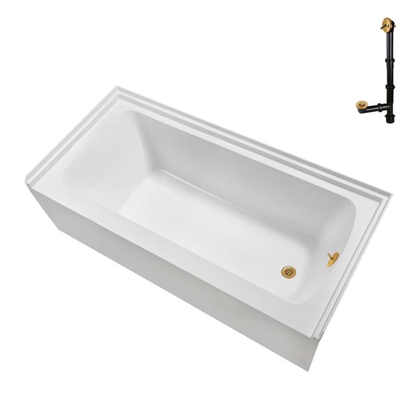 Streamline 60 x 30 x 17.3-in Glossy White Acrylic Right-Hand Drain ...
