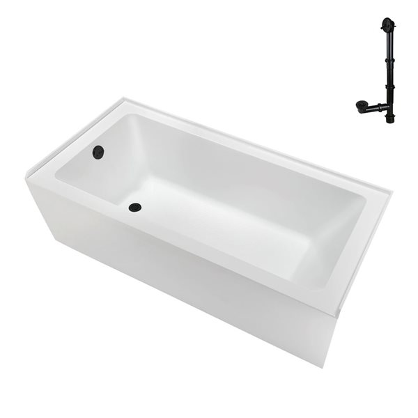 Streamline 52-gal. 66 x 32-in Glossy White Acrylic Left-Hand Drain ...