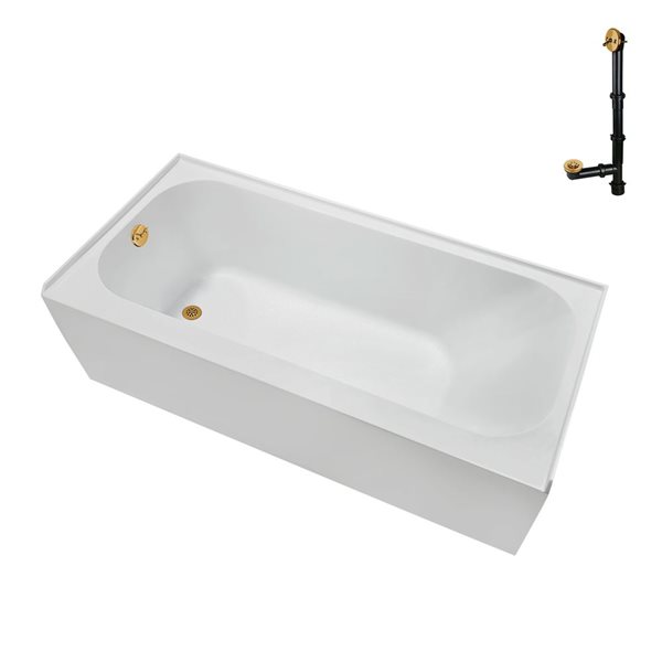 Streamline 46-gal. 60 x 30-in Glossy White Acrylic Left-Hand Drain ...