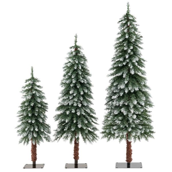 Costway 3-Pc Pre-Lit Christmas Tree Set with Slim Artificial Lighted ...