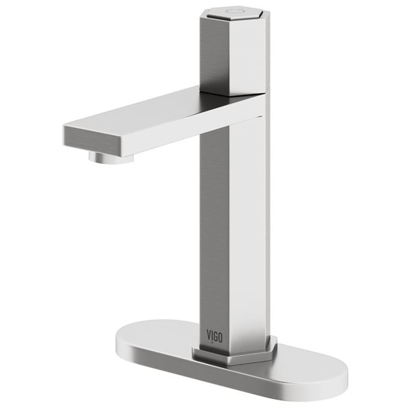 VIGO Nova Single-Hole Bathroom Faucet with Deck Plate - Brushed Nickel ...