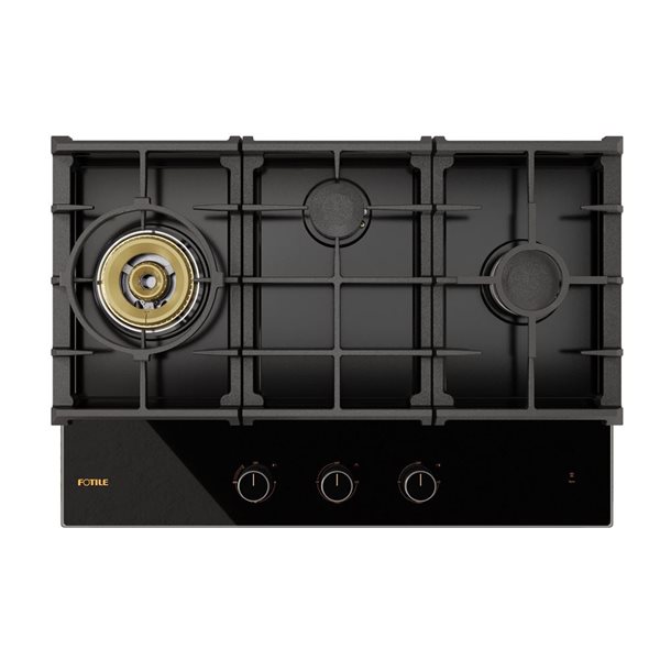 FOTILE Tri-Ring Series 30-in 3-Burner Black Tempered Glass Gas Cooktop ...