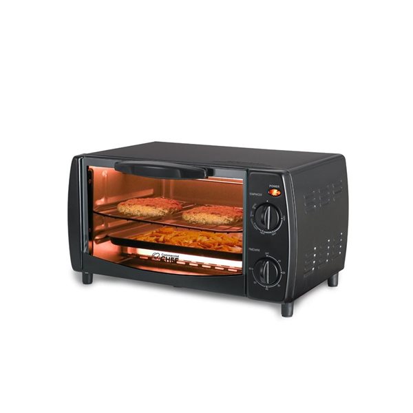 Commercial CHEF 550 W 4-Slice Mechanical Toaster Oven - Black CHTO40B ...