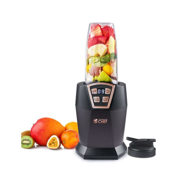 Commercial CHEF Black Personal Blender with 6 Stainless Steel Blades ...