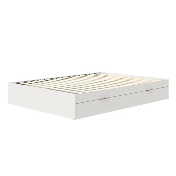 Lit plateforme 2 places avec 2 tiroirs Hunter de Nexera, blanc 275403 ...