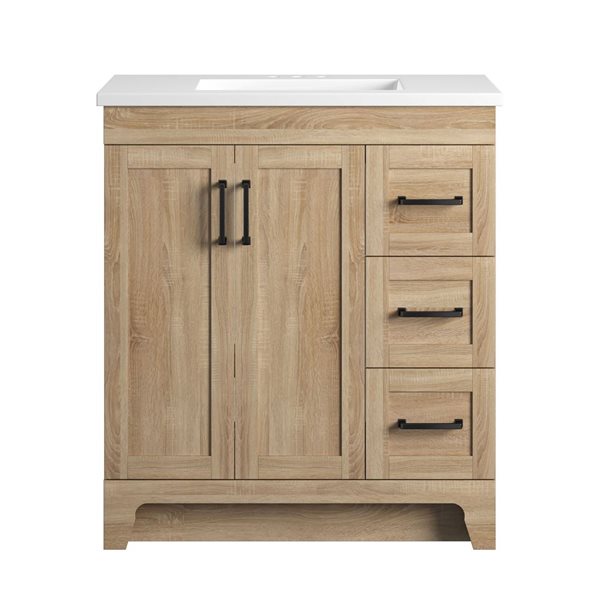 Craft + Main Kendson 31-in White Oak Bathroom Vanity w/ Integrated ...
